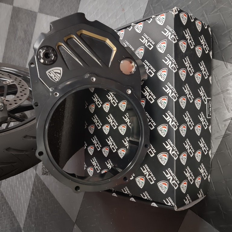 CNC Racing Bi-Color Clear Wet Clutch Cover for most Wet Clutch Ducati's