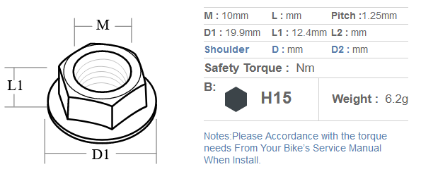 Proti M10 Universal Lock Nut M10-NUT-LK01