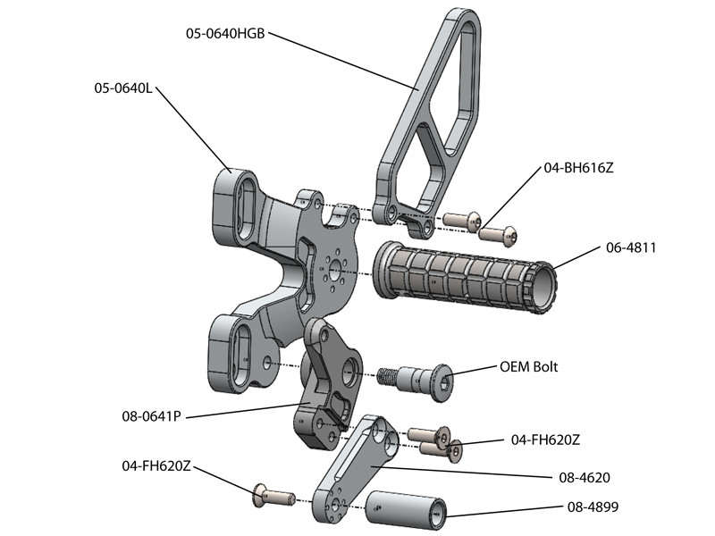 WOODCRAFT Ducati 1198SP (2011) 848 Evo (11-13) Complete Rearset Kit W ...