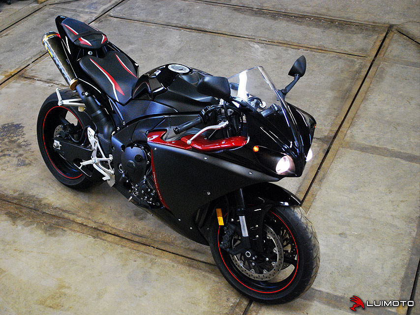LUIMOTO Raven Edition Passenger Seat Cover for the YAMAHA R1 (09-14)